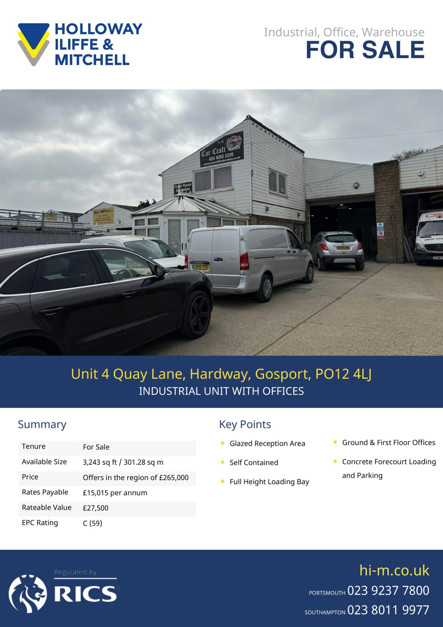 FOR SALE IN GOSPORT - Industrial With Offices - Holloway Iliffe & Mitchell